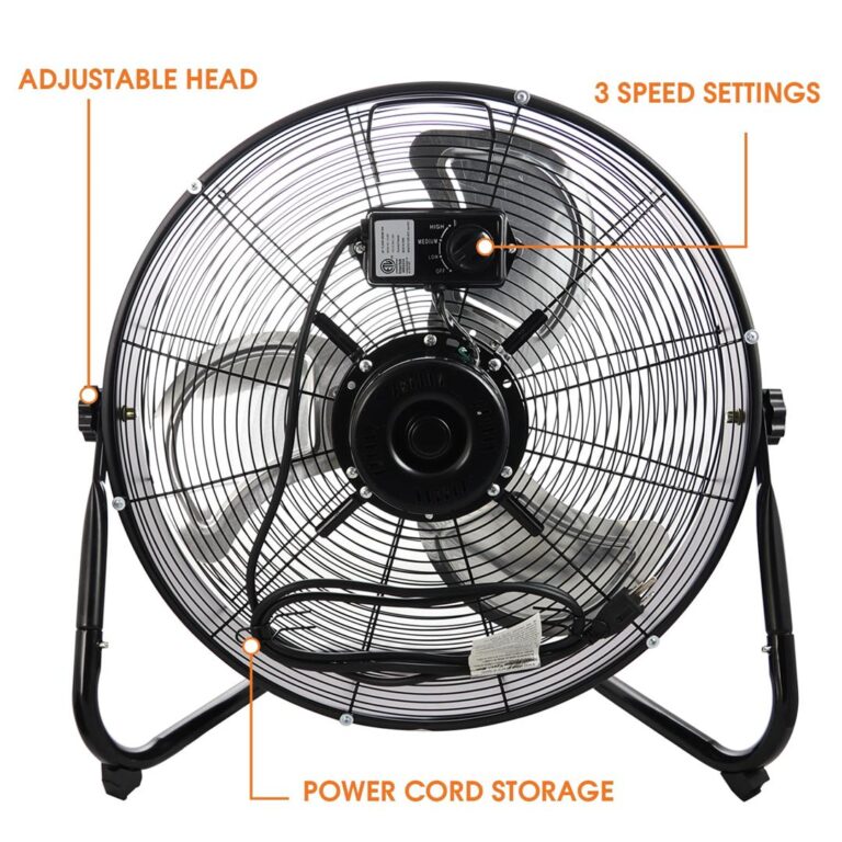 Vie Air 20″ Industrial Floor Drum Fan with 3 Speed, 360 Tilt Head ...